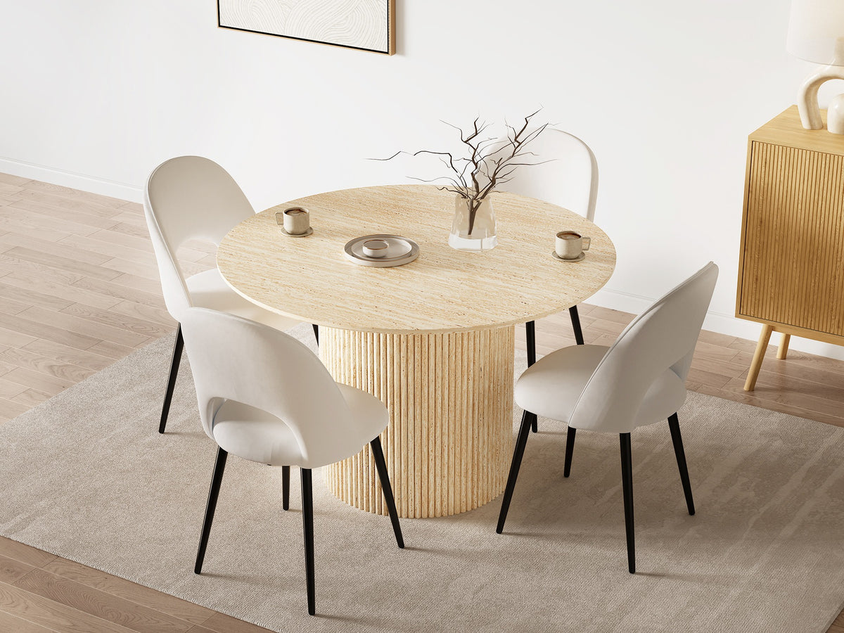 Nile Round Dining Table 120cm - Travertine
