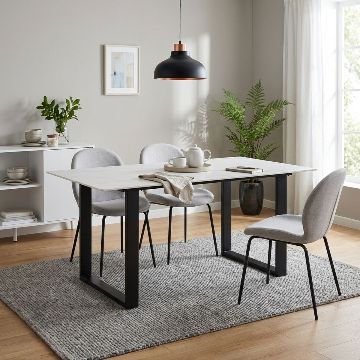 Bridger Matt Ceramic Dining Table 160 x 90cm - White