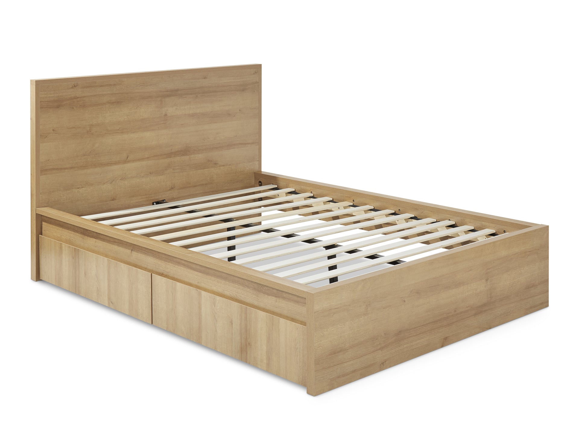 Harris Double Wooden Bed Frame with Storage - Oak