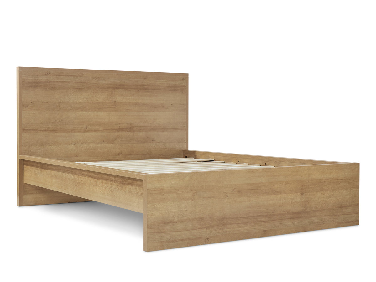 Harris Double Wooden Bed Frame with Storage - Oak
