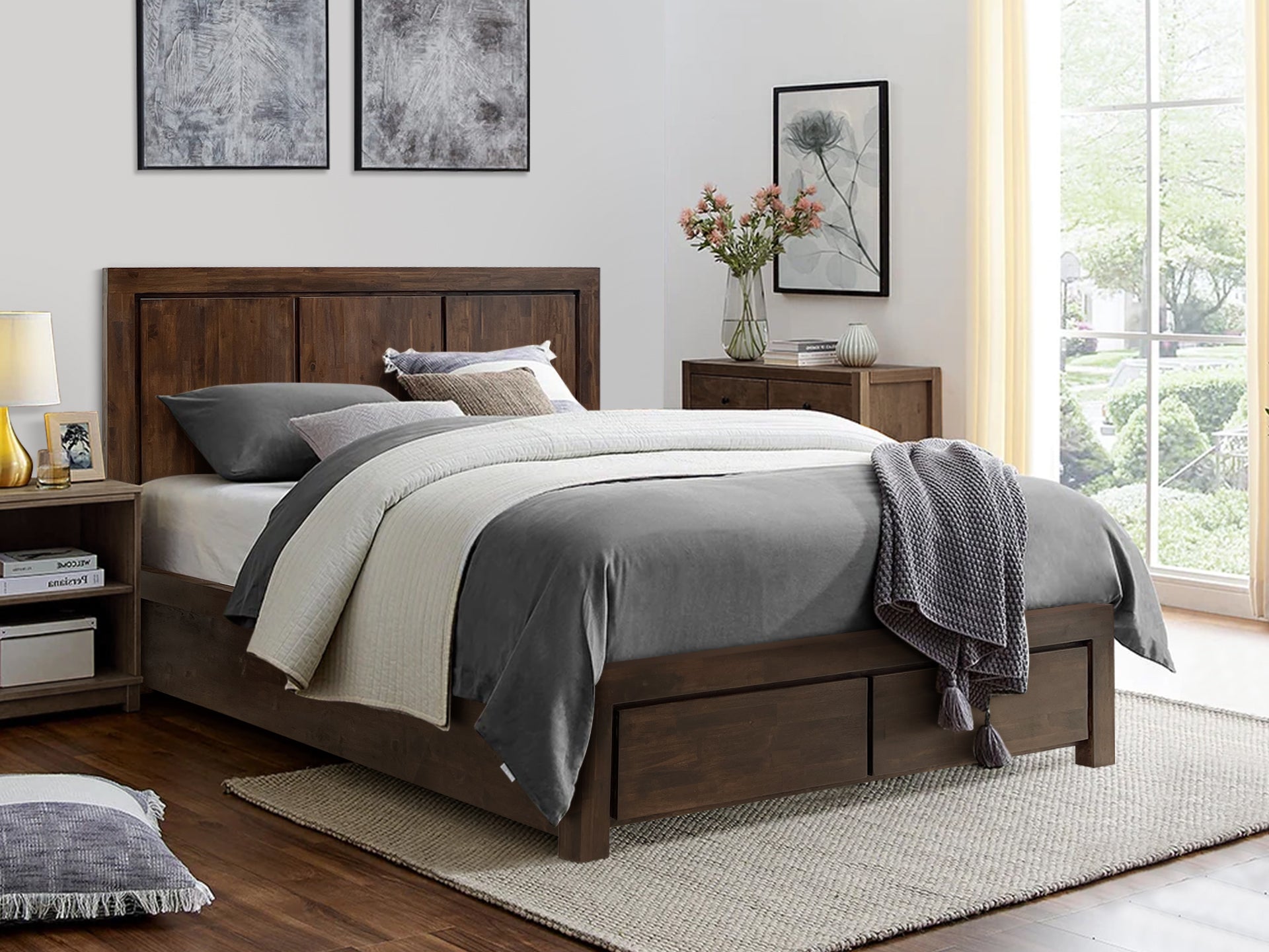 Jarvis Solid Wood Queen Bed Frame - Caramel