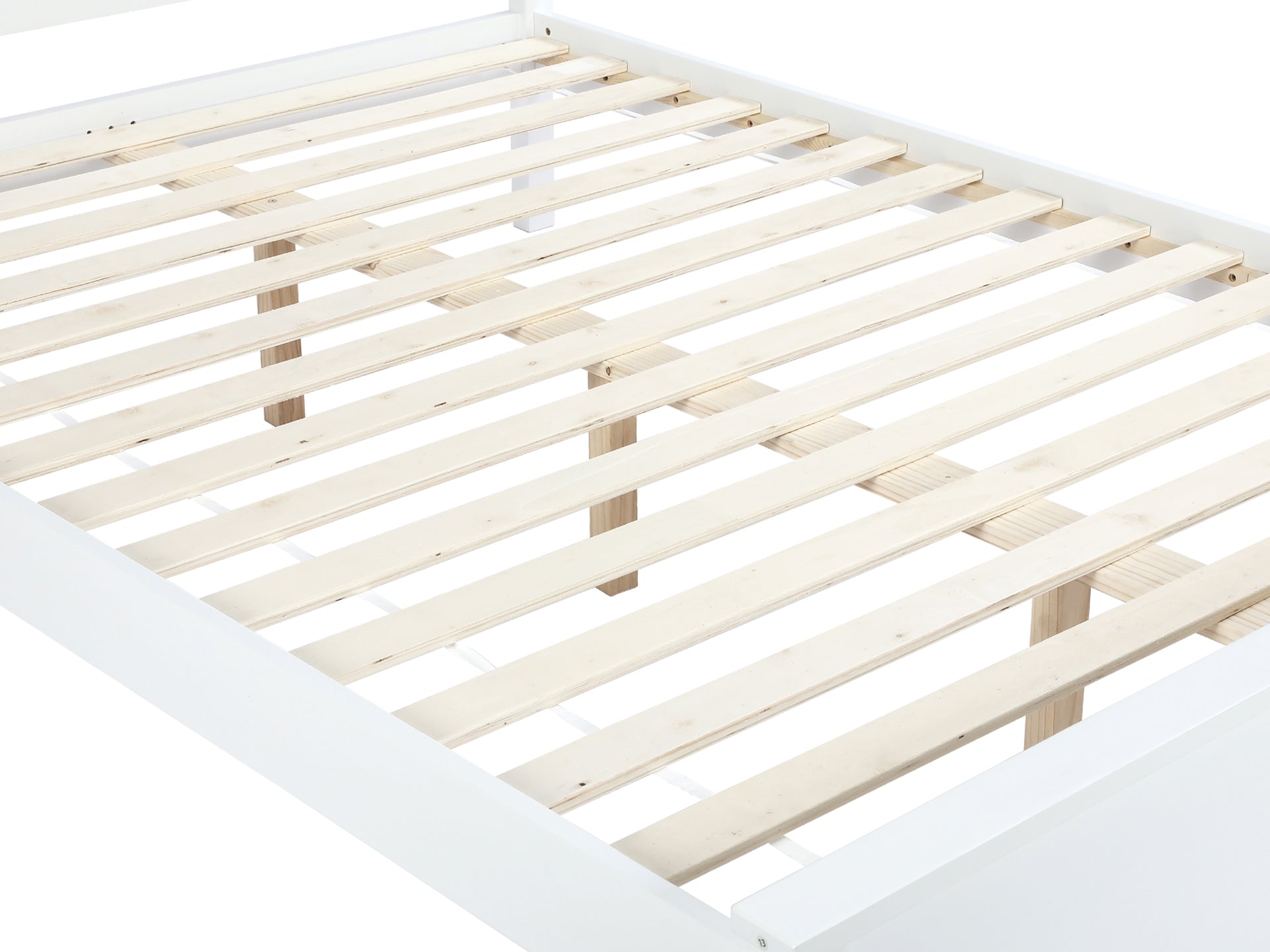 Castor Double Wooden Bed Frame - White