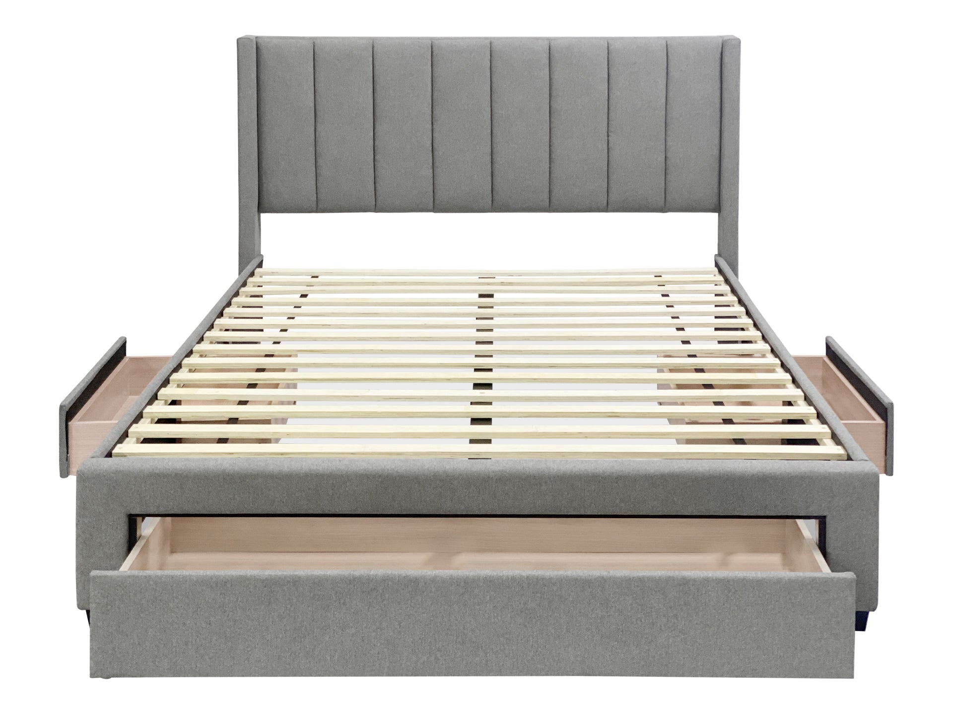 Hopkins Queen Bed Frame with Storage - Light Grey