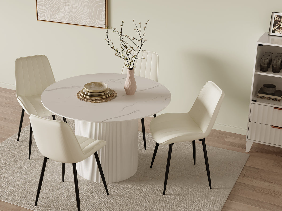 Pearl Round Ceramic Dining Table 120 x 76cm - White