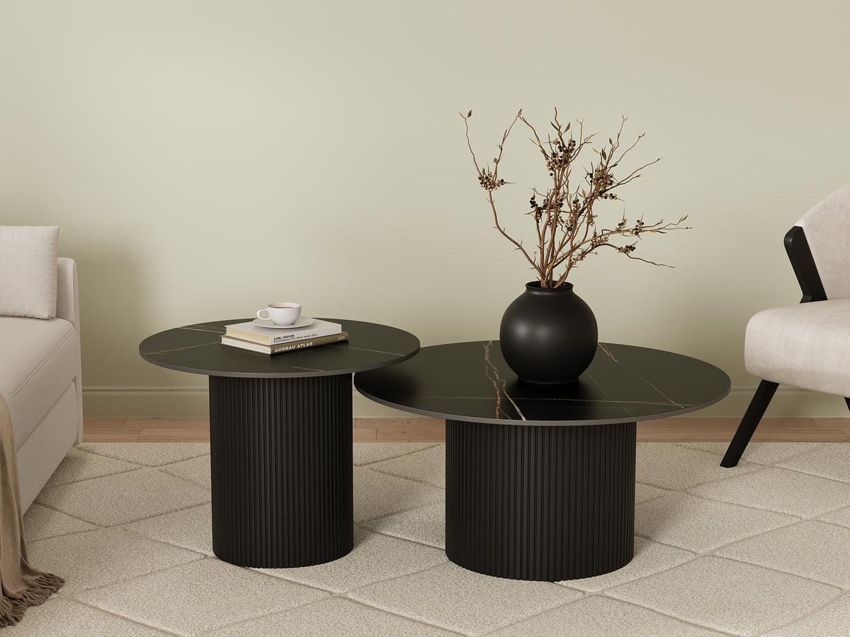 Dylan Ceramic Top Coffee Table 60cm - Black