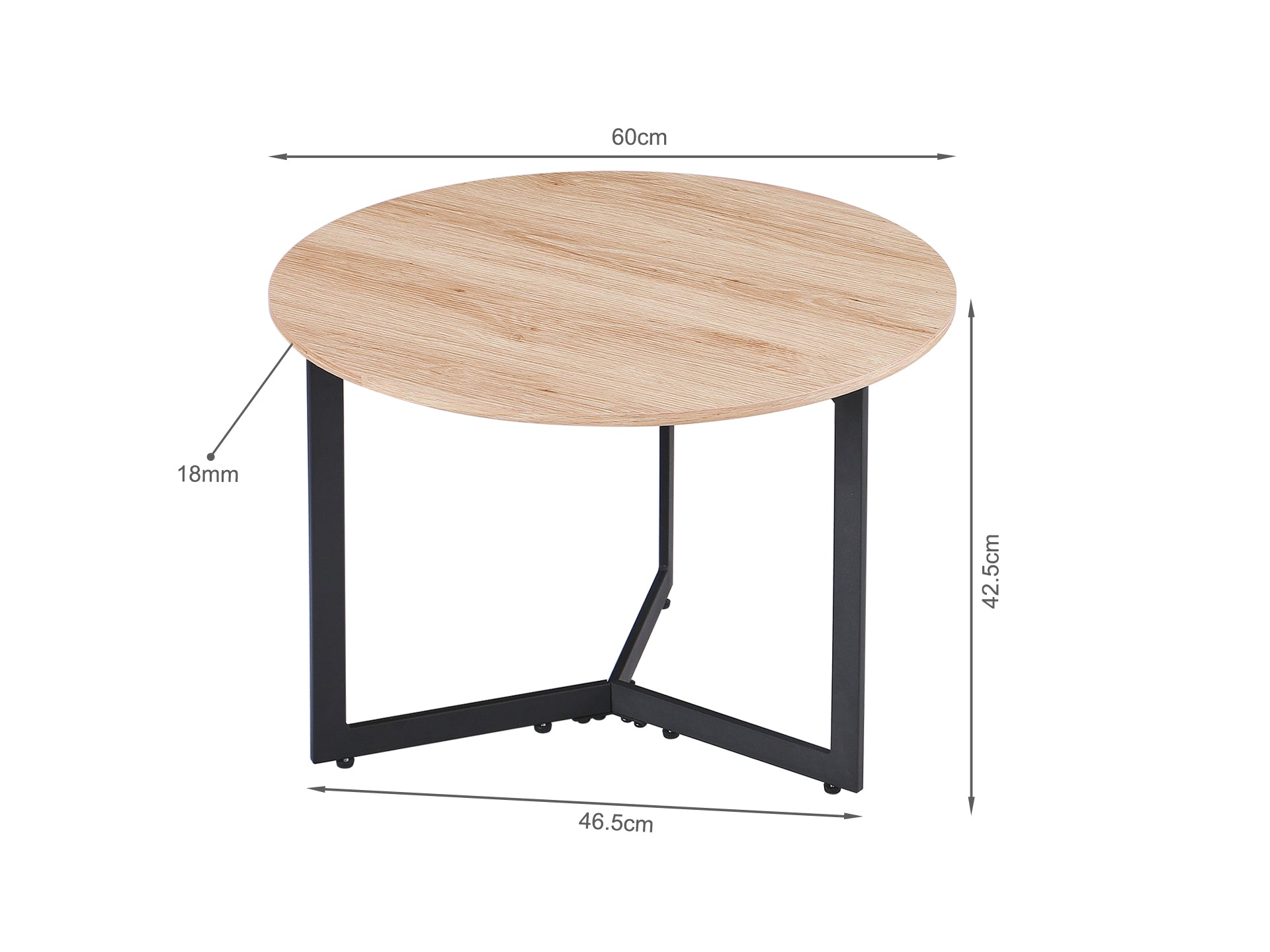 Joseph Coffee Table 60cm - Wood Grain + Black