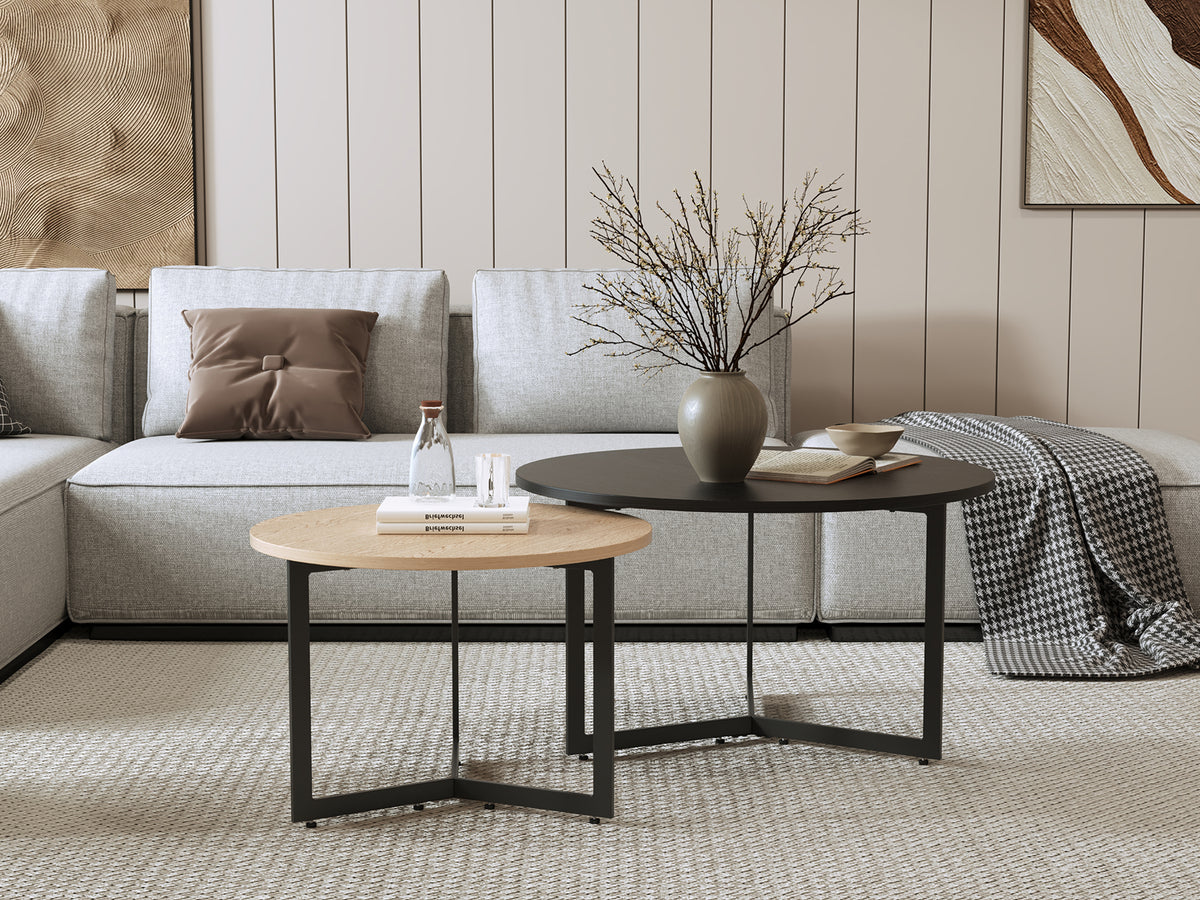 Joseph Coffee Table 60cm - Wood Grain + Black