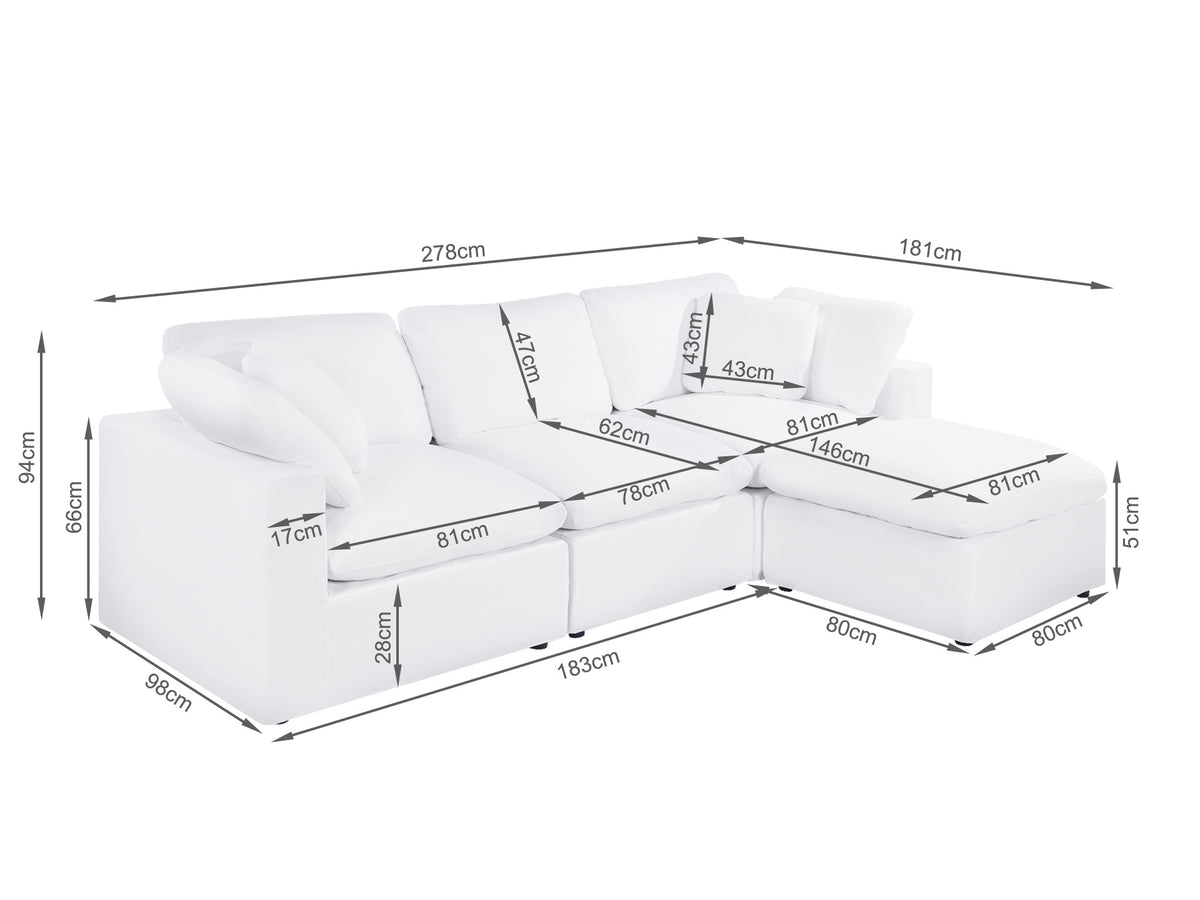 Bishopston Duck Feather Filled Modular Sofa - White