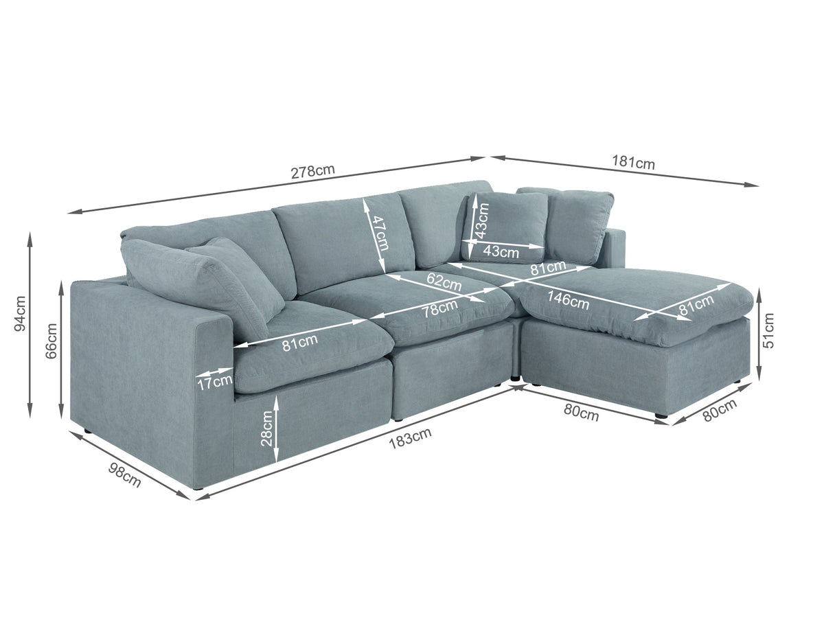 Bishopston Duck Feather Filled Modular Sofa - Grey