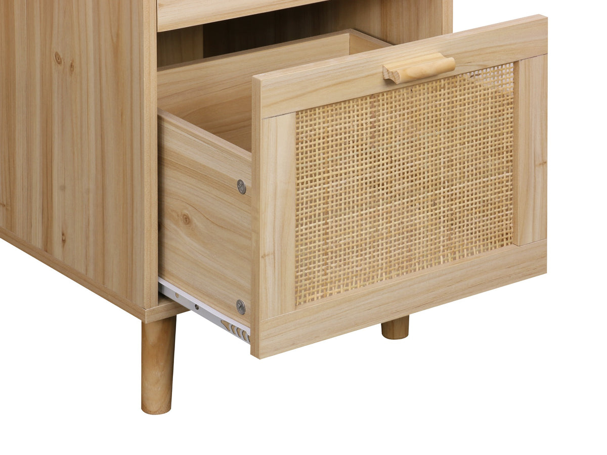 Gila 120cm Rattan Computer Desk with 2 Drawers - Natural