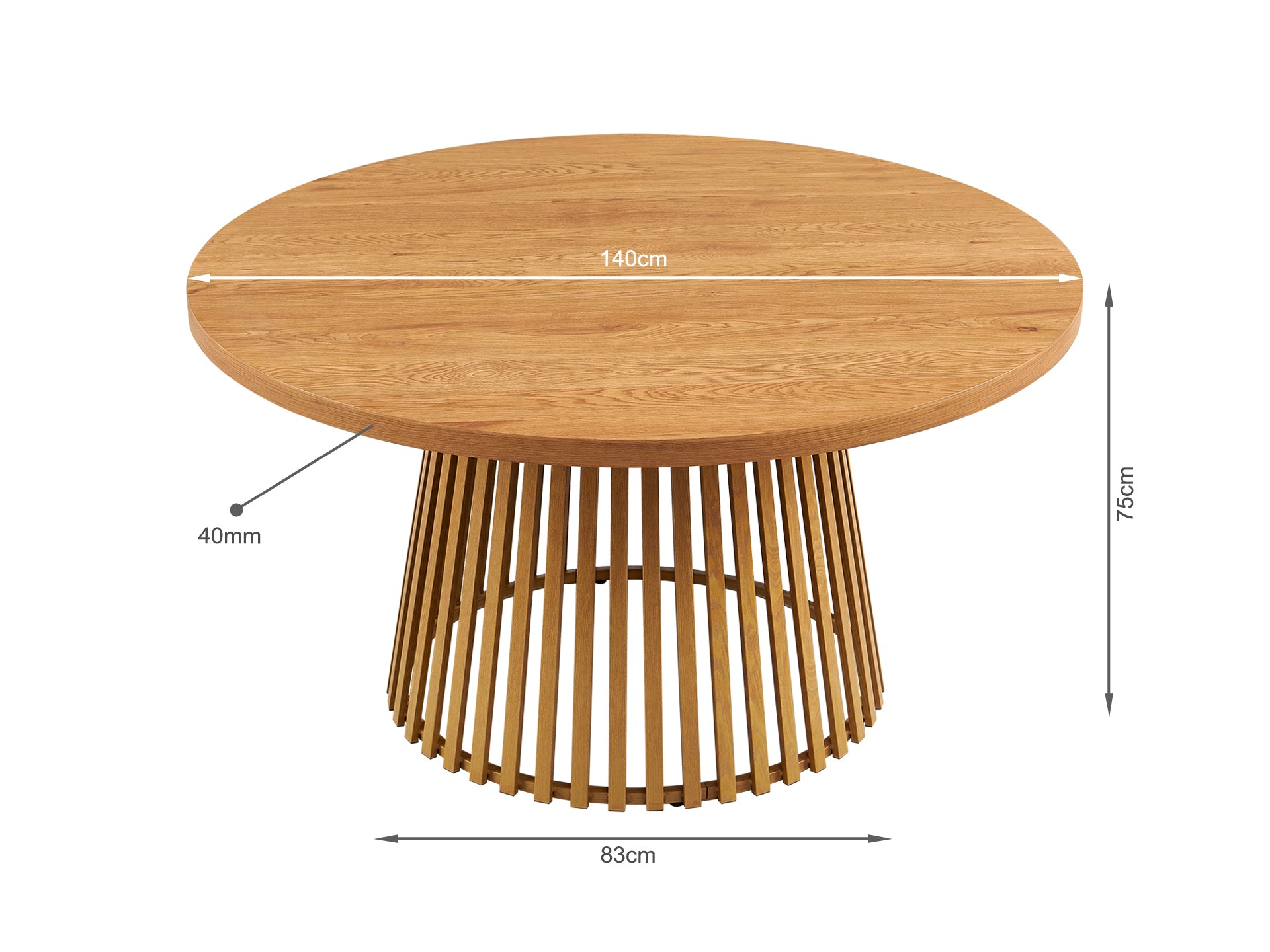 Round Dining Table 140 x 75cm - Oak