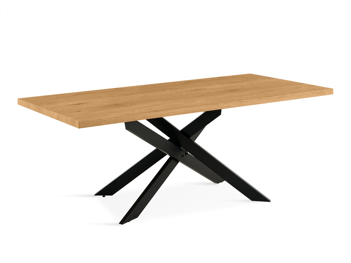 Hayden Rectangle Dining Table 200 x 95cm - Oak + Black