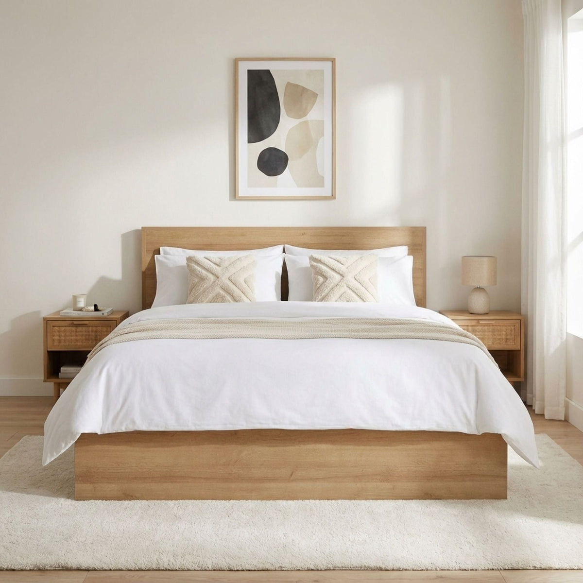 Harris King Bed Frame with Storage - Oak